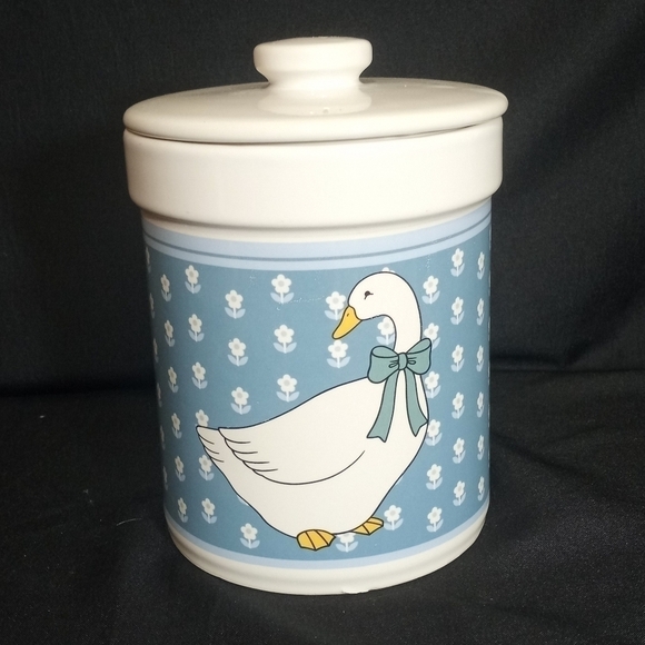 Kitchen | Vintage Blue And White Goose Kitchen Canister Ceramic | Poshmark